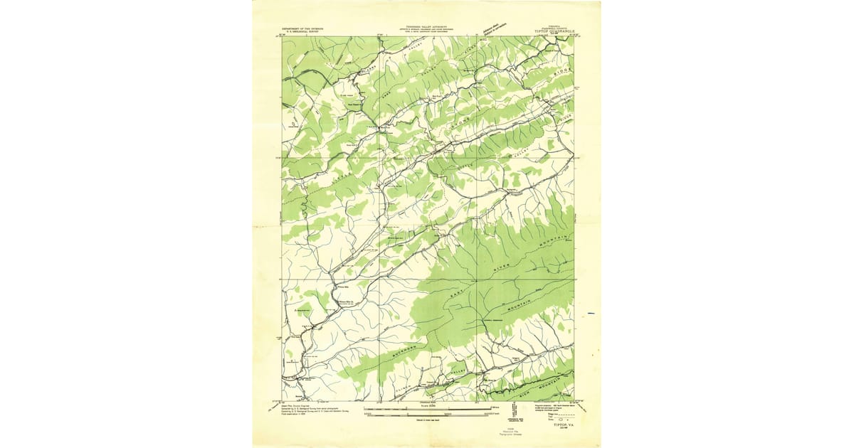 1935 Map of Tiptop, Tazewell County, VA — High-Res | Pastmaps