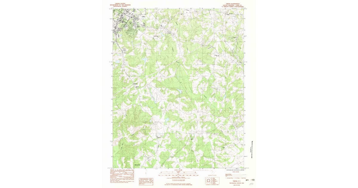 1982 Map of Tirzah, York County, SC — High-Res | Pastmaps