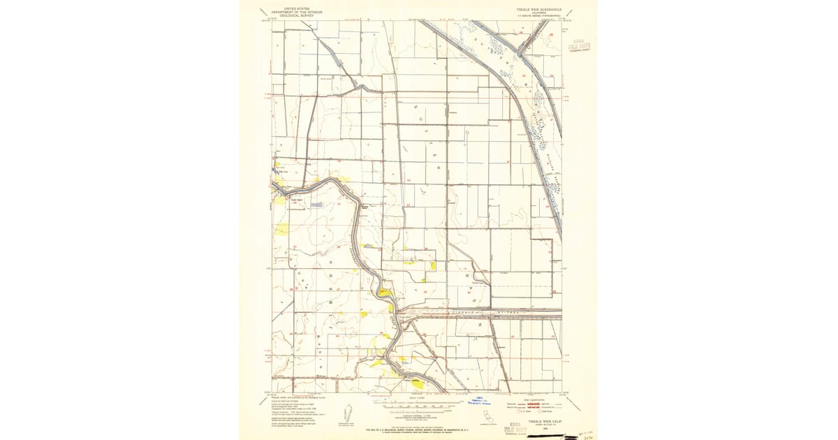 1952 Map of Tisdale Weir, Sutter County, CA — High-Res | Pastmaps
