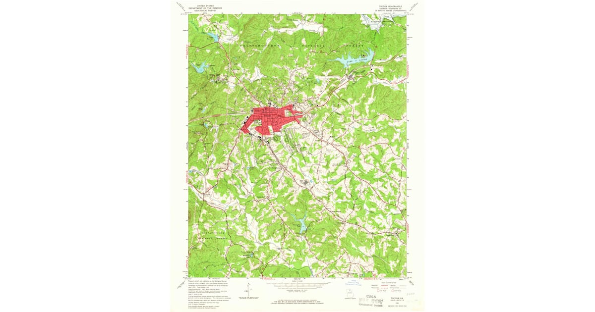 1964 Map of Toccoa, GA — High-Res | Pastmaps