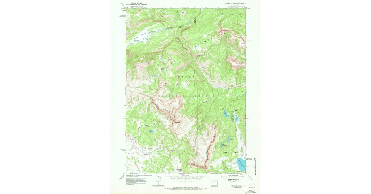 1965 Map of Togwotee Pass, Teton County, WY — High-Res | Pastmaps