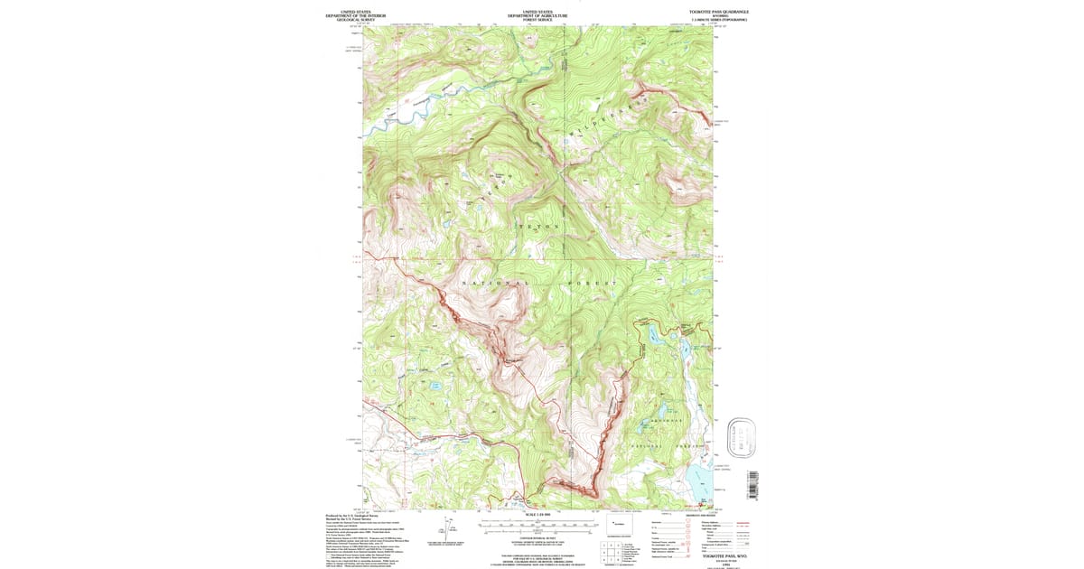 1991 Map of Togwotee Pass, Teton County, WY — High-Res | Pastmaps