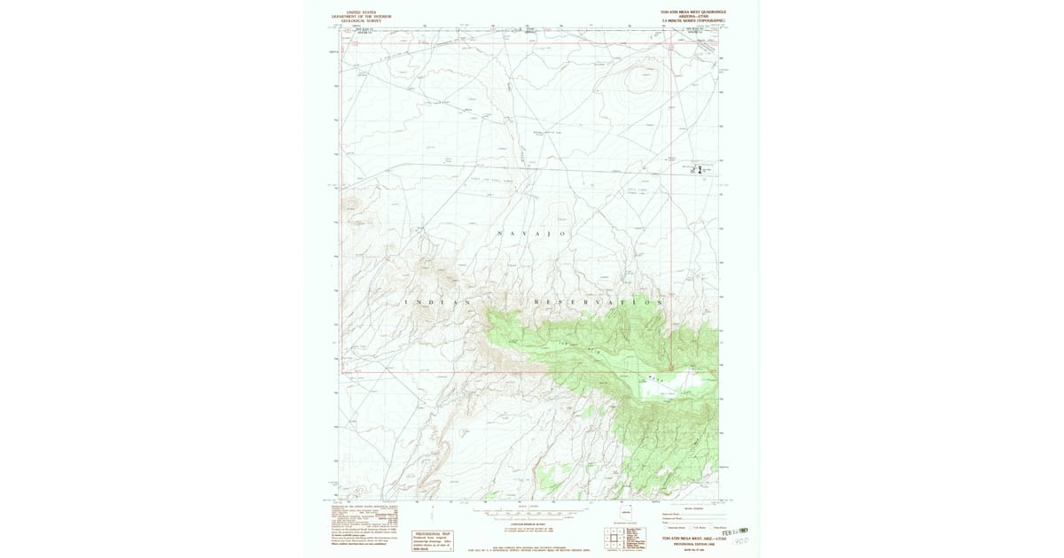 1982 Map of Toh Atin Mesa West, Apache County, AZ — High-Res | Pastmaps