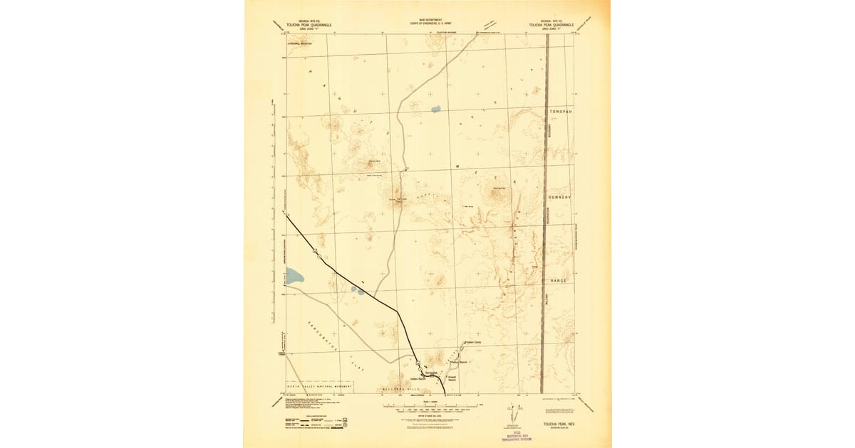 1942 Map of Tolicha Peak, Nye County, NV — High-Res | Pastmaps