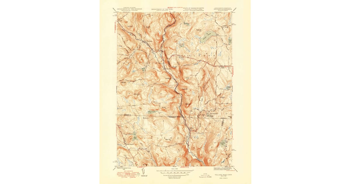 1948 Map of Tolland, Berkshire County, MA — High-Res, 1948 Print #3 ...