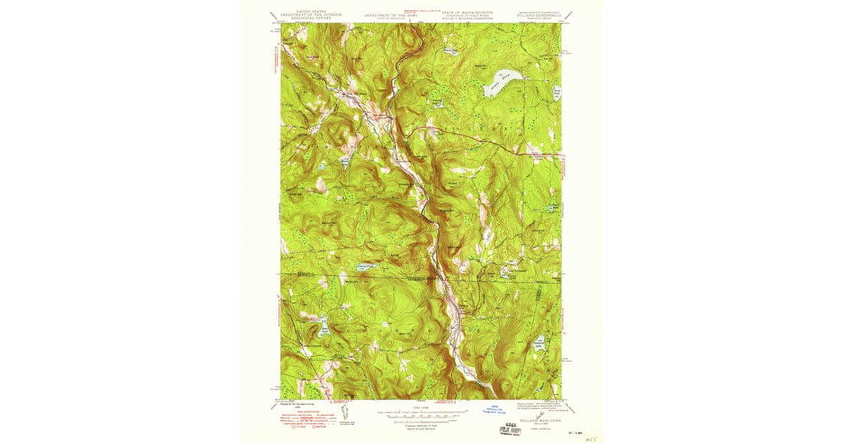 1948 Map of Tolland, Berkshire County, MA — High-Res | Pastmaps