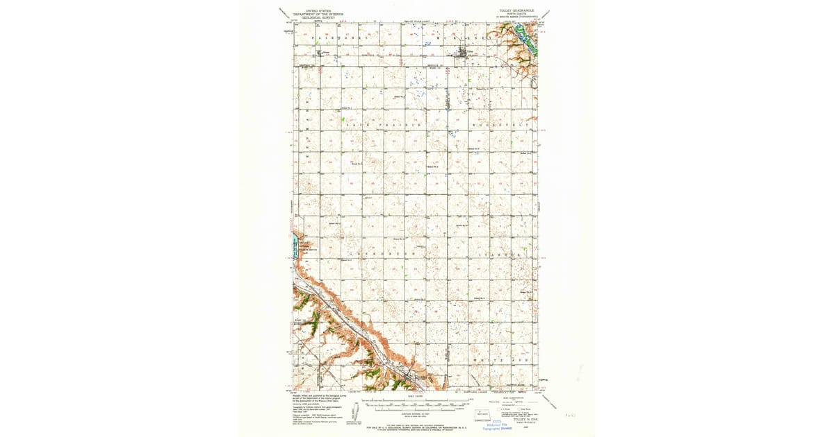 1947 Map of Tolley, ND — High-Res | Pastmaps