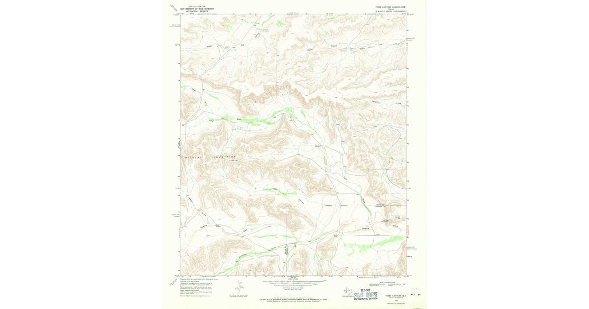 1968 Map of Toms Canyon, Pecos County, TX — High-Res | Pastmaps
