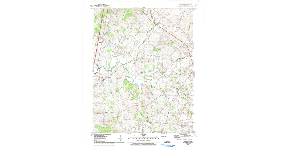 1992 Map of Tonieville, Larue County, KY — High-Res | Pastmaps