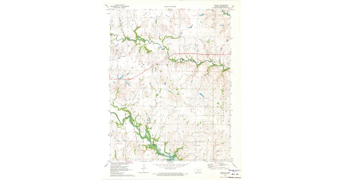 1971 Map of Tonovay, Greenwood County, KS — High-Res | Pastmaps