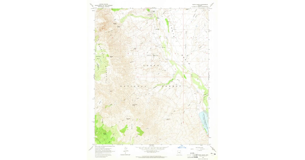 1964 Map of Tonto Basin, AZ — High-Res | Pastmaps