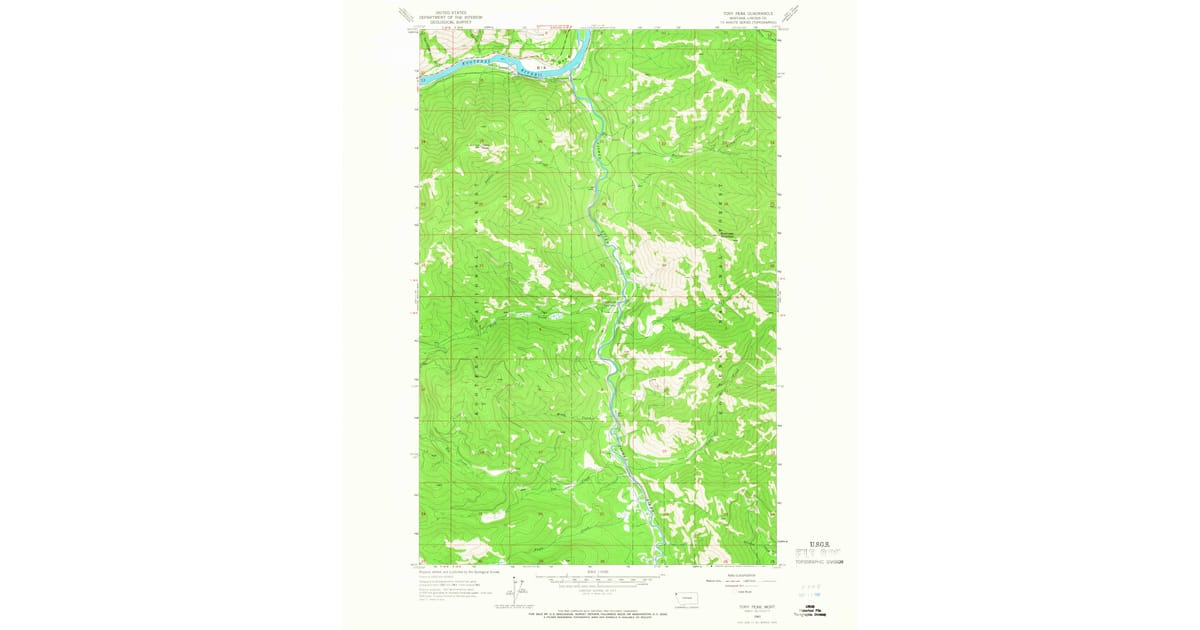 1963 Map of Tony Peak, Lincoln County, MT — High-Res | Pastmaps