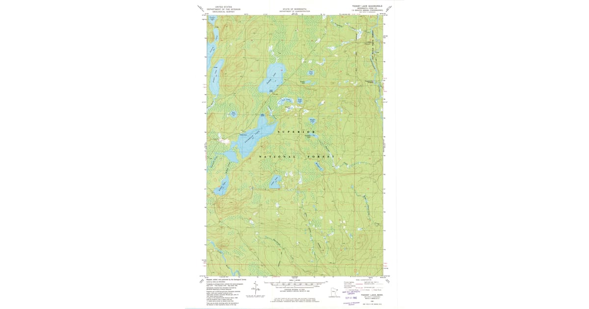 1981 Map of Toohey Lake, Cook County, MN — High-Res | Pastmaps