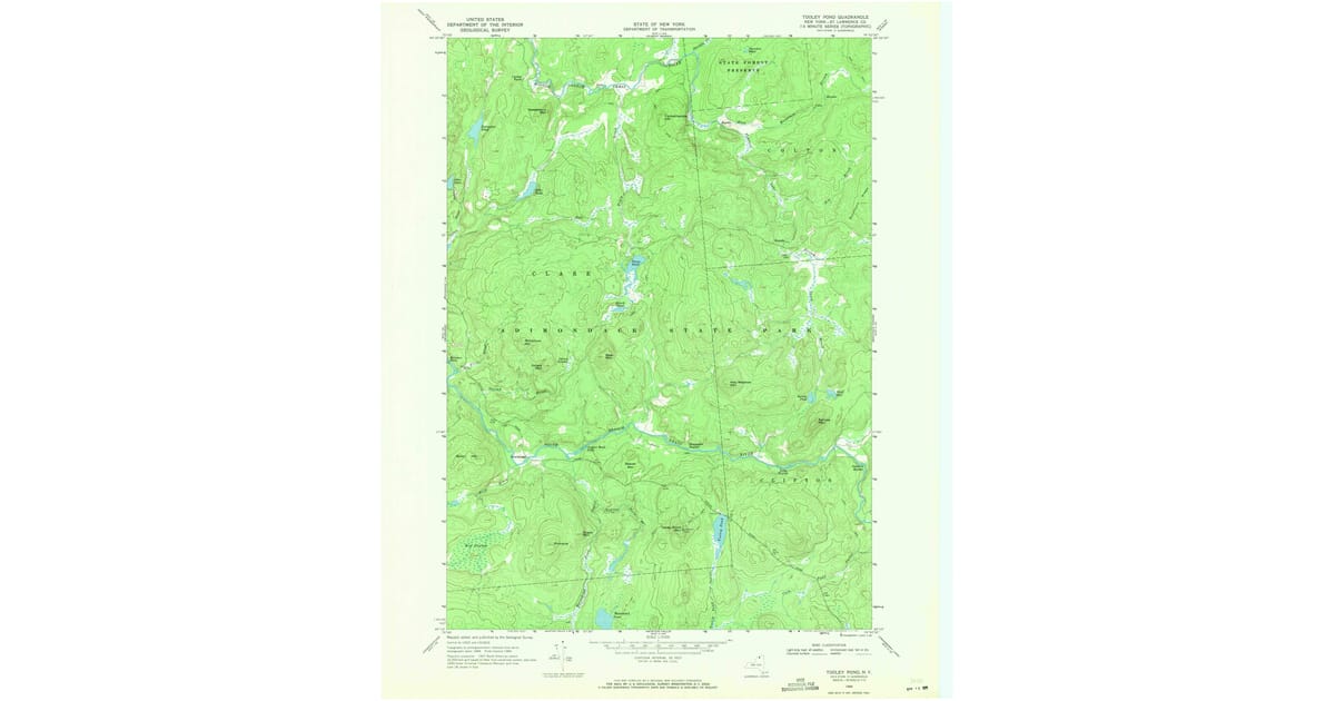 1969 Map of Tooley Pond, St. Lawrence County, NY — High-Res | Pastmaps