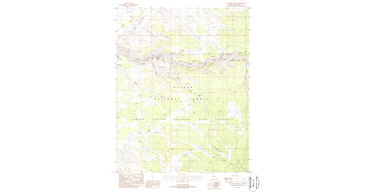 1988 Map of Toothpick Ridge, Coconino County, AZ — High-Res | Pastmaps