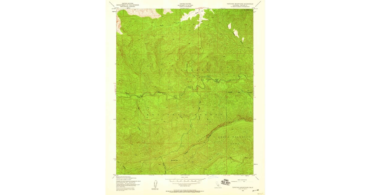 1943 Map of Topatopa Mountains, Ventura County, CA — High-Res | Pastmaps