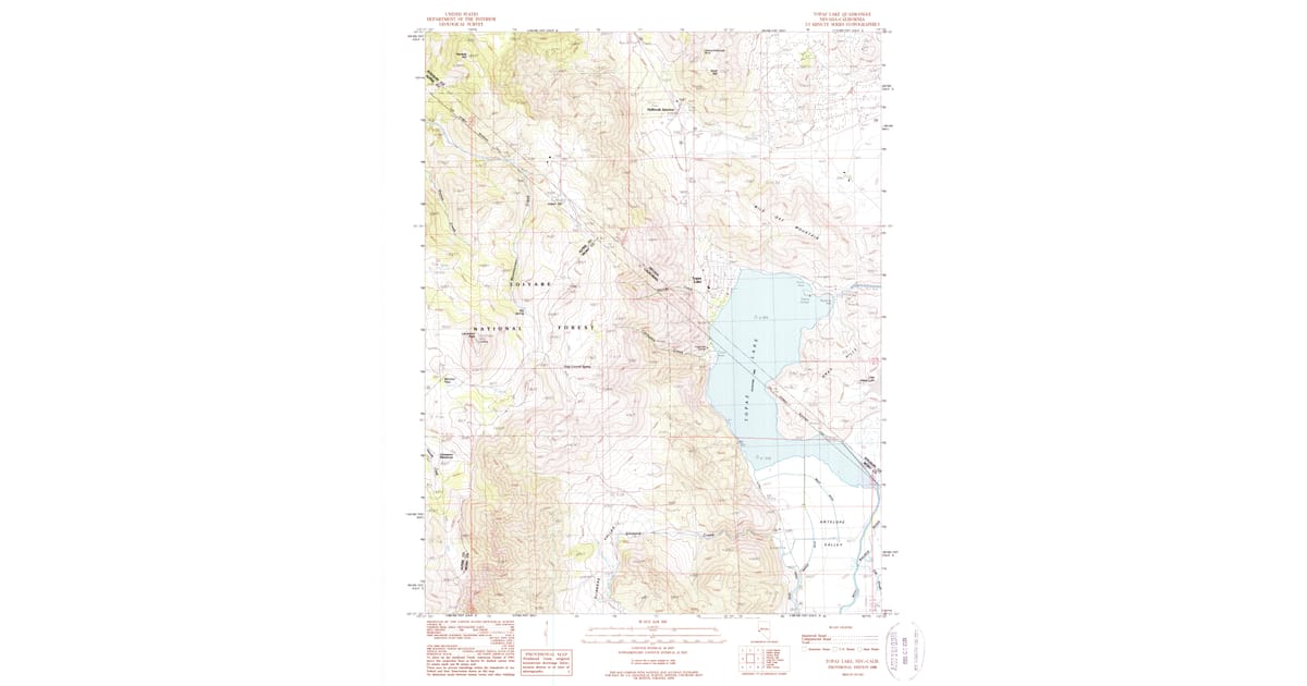 1988 Map of Topaz Lake, NV — High-Res | Pastmaps