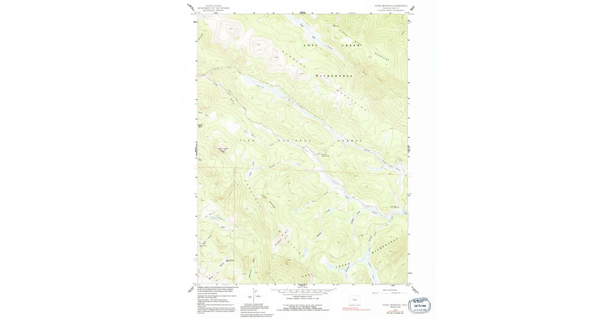 1958 Map of Topaz Mountain, Park County, CO — High-Res, 1991 Print ...