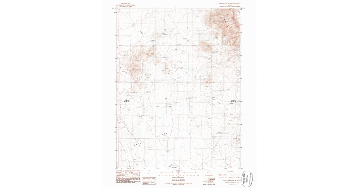 1988 Map of Topaz Mountain SW, Juab County, UT — High-Res | Pastmaps