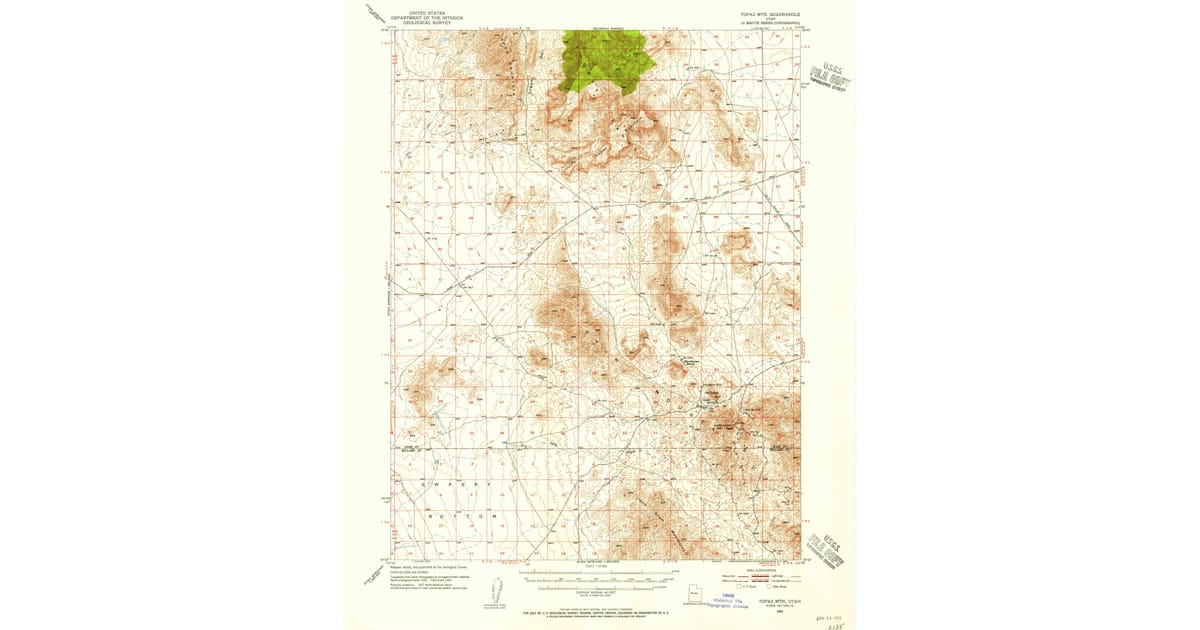 1953 Map of Topaz Mtn, Juab County, UT — High-Res | Pastmaps