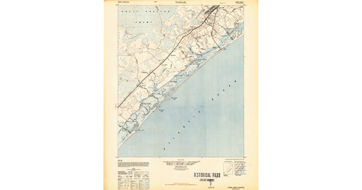 1948 Map of Topsail, Pender County, NC — High-Res | Pastmaps