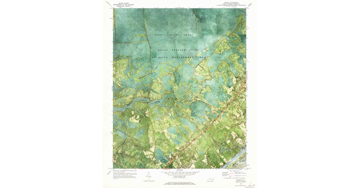 1970 Map of Topsail, Pender County, NC — High-Res | Pastmaps