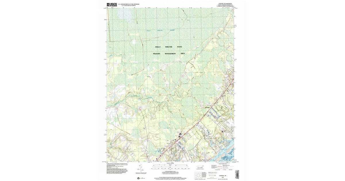 1997 Map of Topsail, Pender County, NC — High-Res | Pastmaps