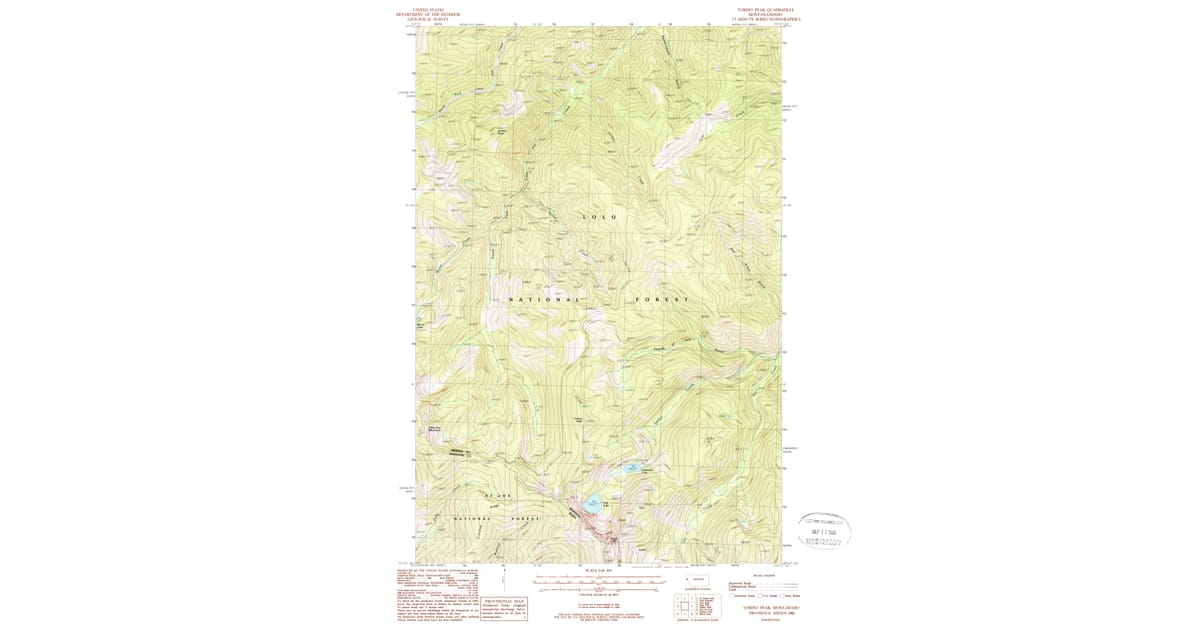 1988 Map of Torino Peak, Mineral County, MT — High-Res | Pastmaps