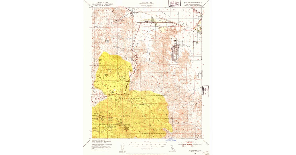 1941 Map of Toro Peak, Riverside County, CA — High-Res | Pastmaps