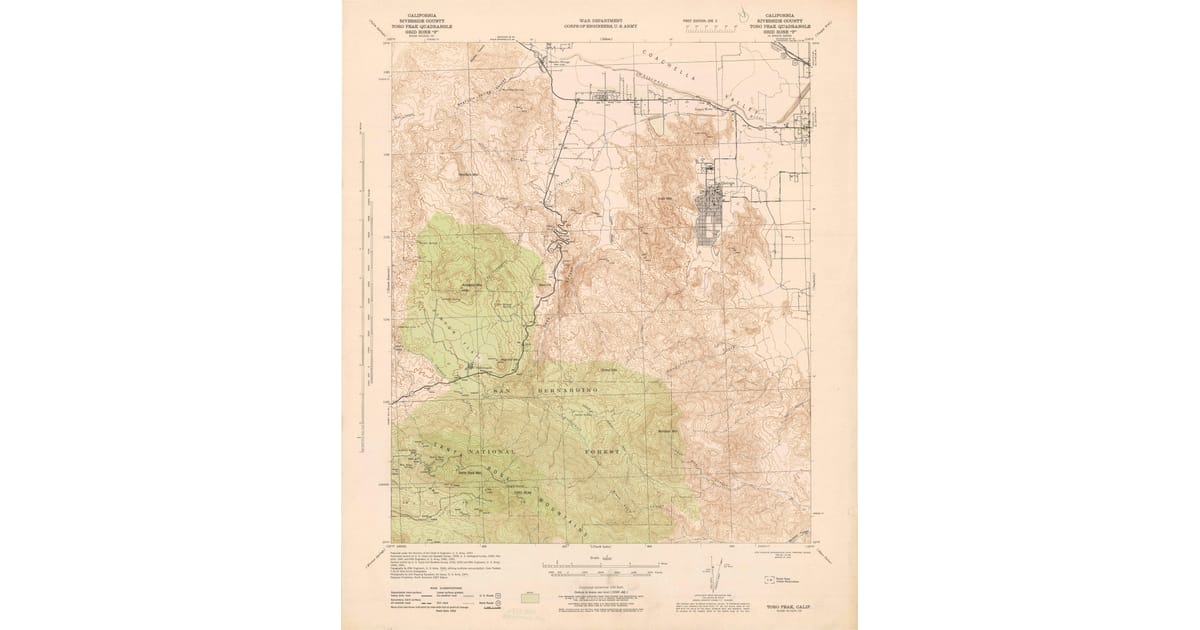 1944 Map of Toro peak, Riverside County, CA — High-Res | Pastmaps