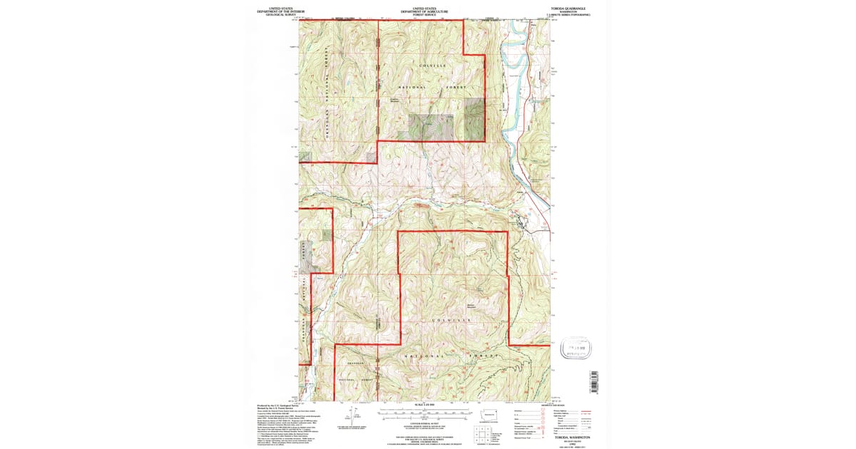 1992 Map of Toroda, Ferry County, WA — High-Res | Pastmaps