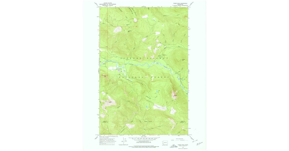 1965 Map of Tower Rock, Lewis County, WA — High-Res, 1978 Print | Pastmaps