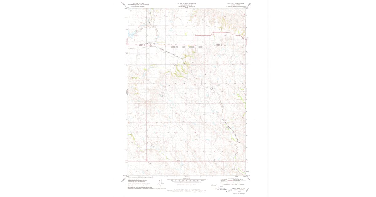 1975 Map of Trail City, Dewey County, SD — High-Res | Pastmaps