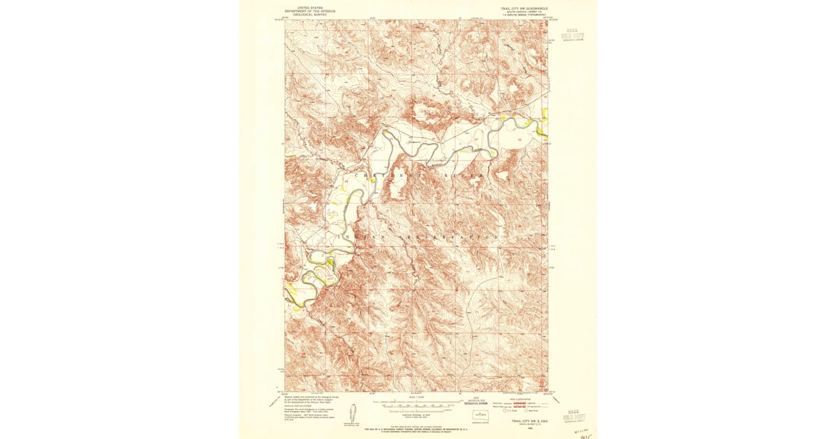 1952 Map of Trail City SW, Dewey County, SD — High-Res | Pastmaps
