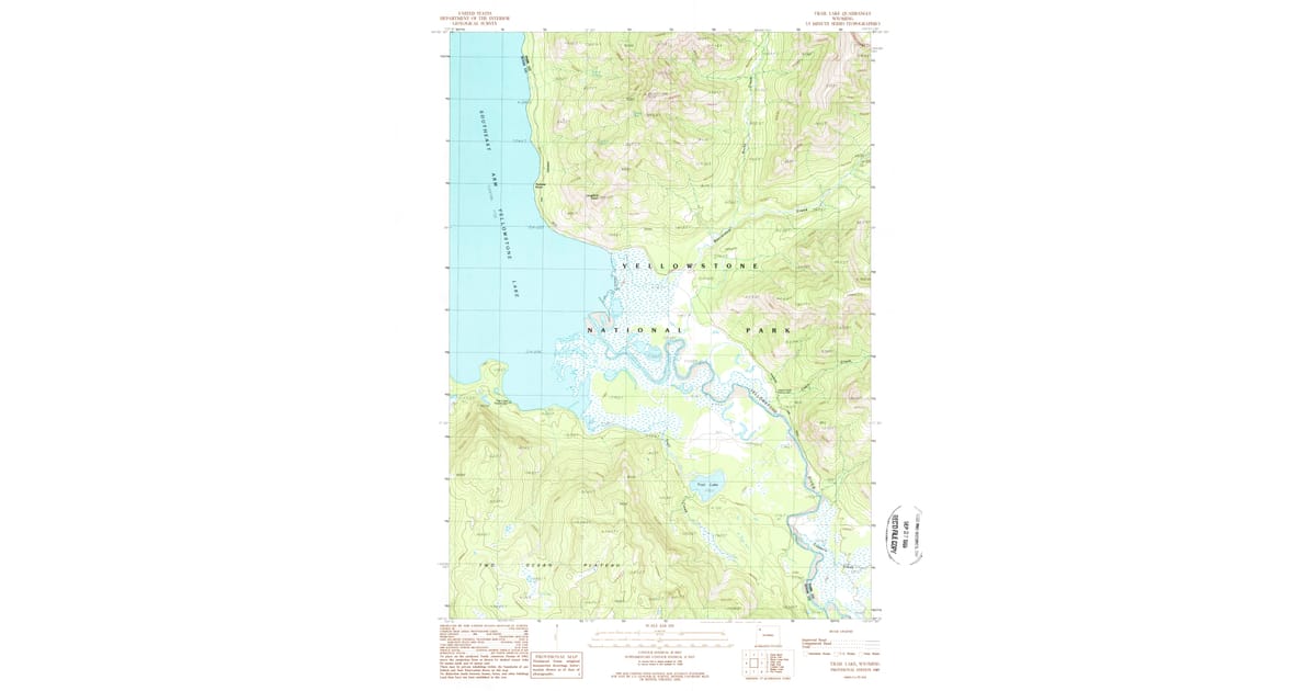 1989 Map of Trail Lake, Park County, WY — High-Res | Pastmaps