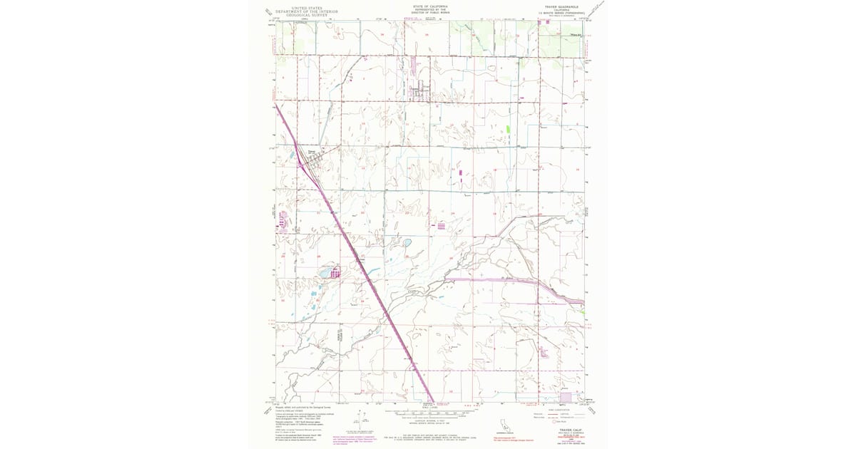 1949 Map of Traver, CA — High-Res, 1986 Print | Pastmaps