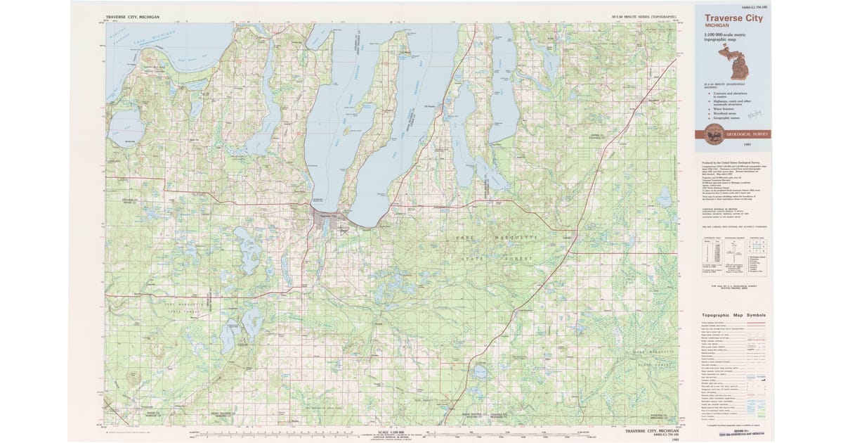 1983 Map of Traverse City, MI — High-Res, 1984 Print #2 | Pastmaps