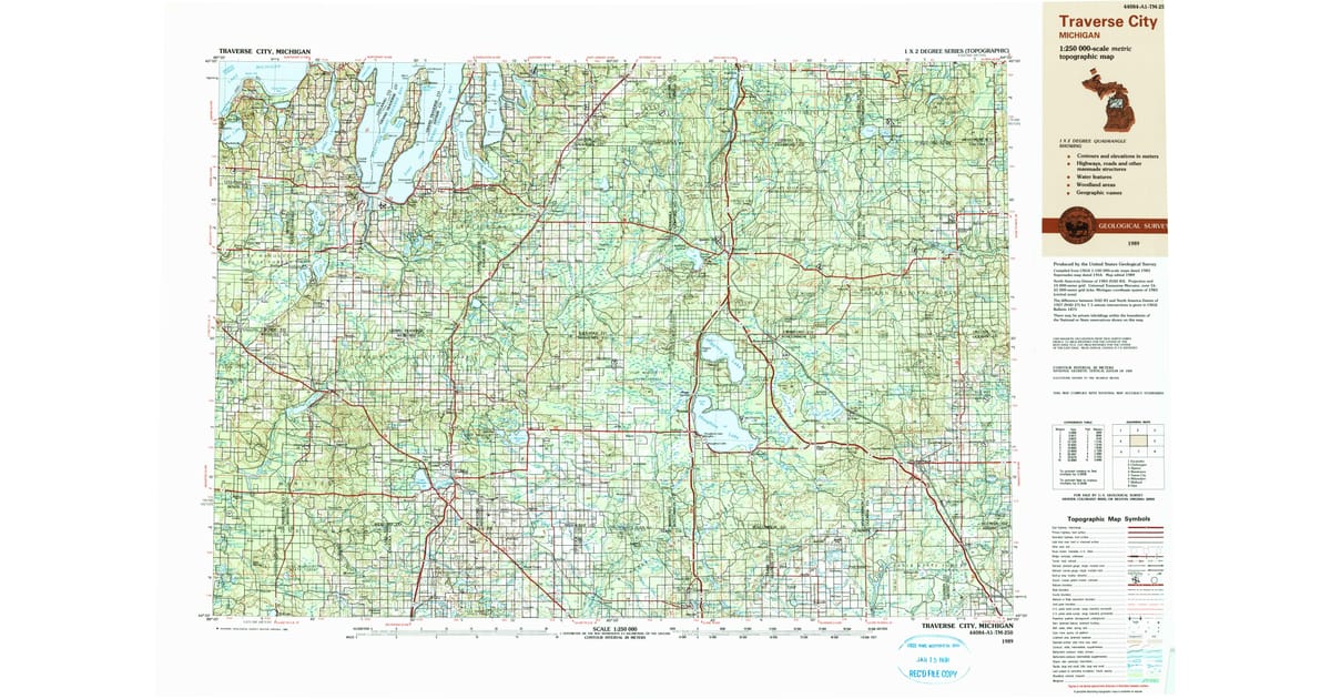 1989 Map of Traverse City, MI — High-Res | Pastmaps