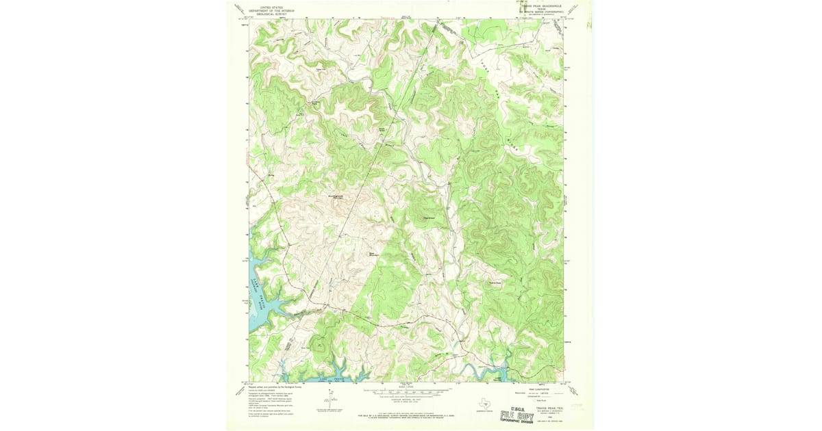 1966 Map of Travis Peak, Travis County, TX — High-Res | Pastmaps