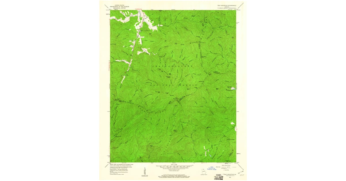 1957 Map of Tray Mountain, Towns County, GA — High-Res | Pastmaps