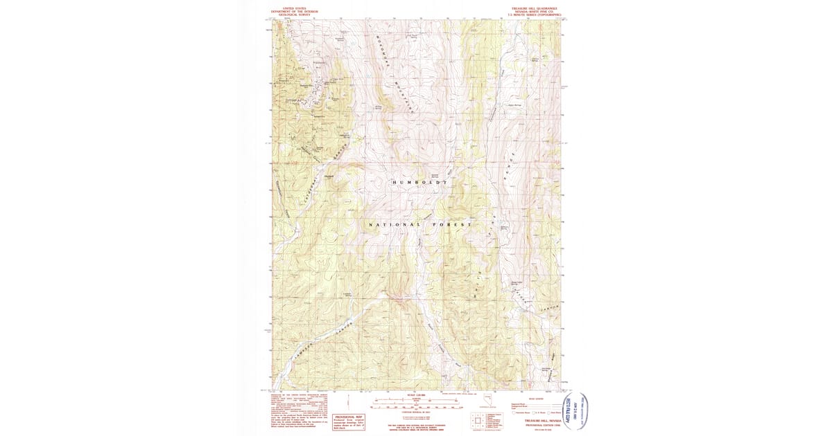 1990 Map of Treasure Hill, White Pine County, NV — High-Res | Pastmaps