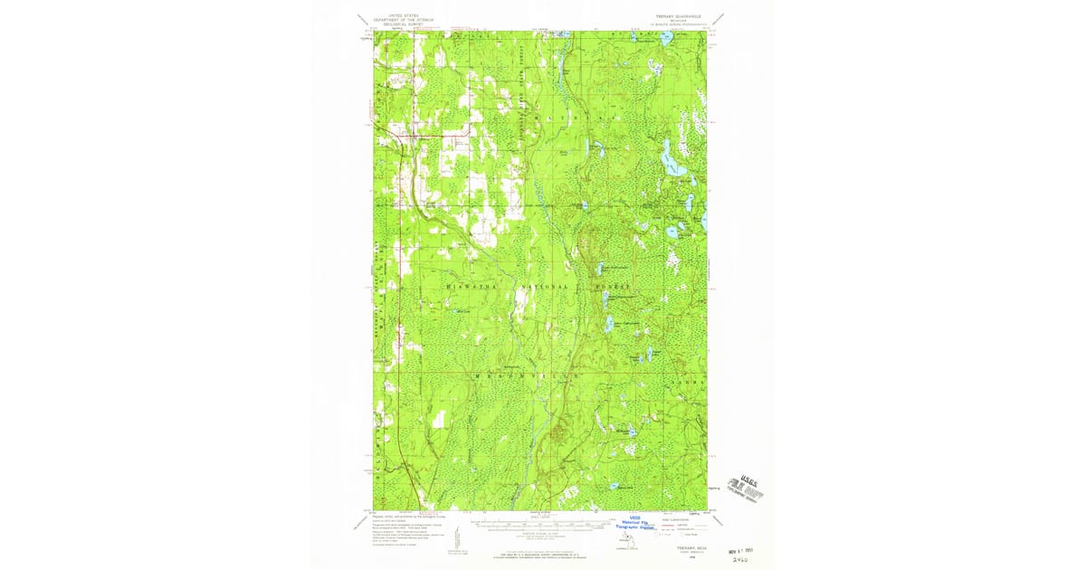 1958 Map of Trenary, Delta County, MI — High-Res | Pastmaps