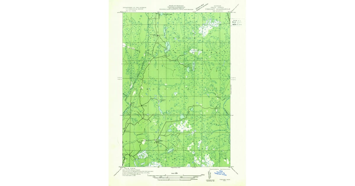 1932 Map of Trenary SE, Delta County, MI — High-Res | Pastmaps