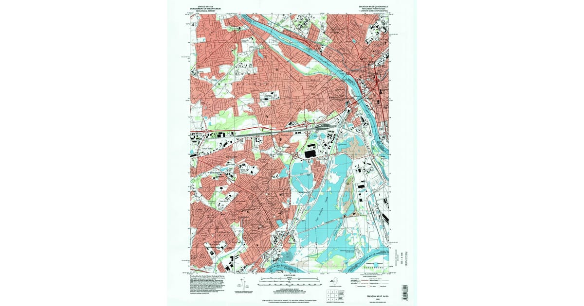 1995 Map of Trenton West, Mercer County, NJ — High-Res | Pastmaps