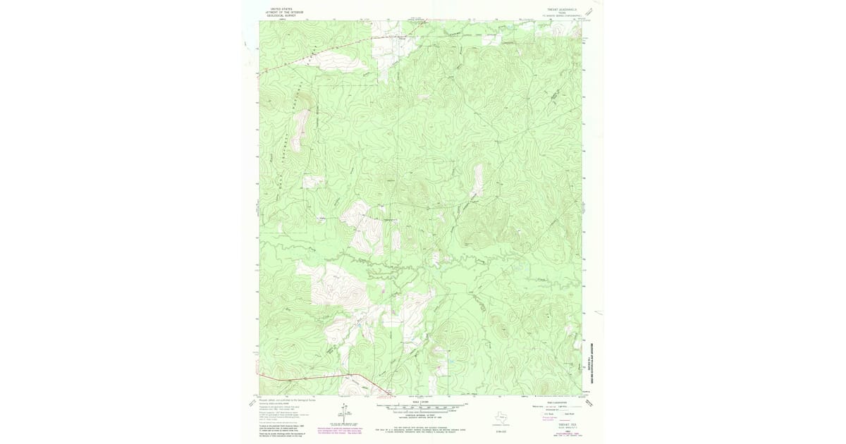 1963 Map of Trevat, Trinity County, TX — High-Res, 1984 Print | Pastmaps