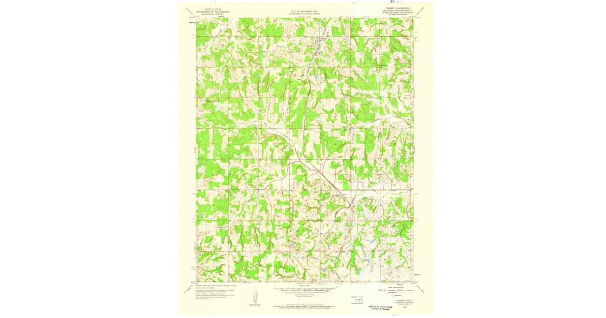 1958 Map of Tribbey, OK — High-Res | Pastmaps
