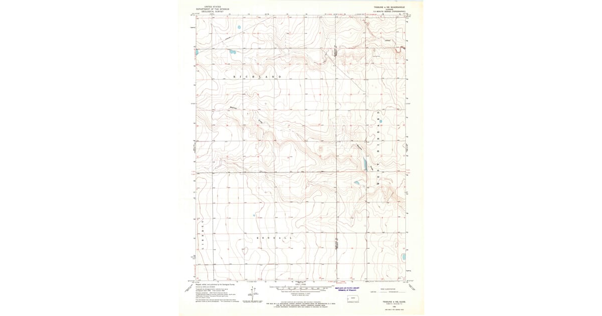 1966 Map of Tribune 4 NE, Hamilton County, KS — High-Res | Pastmaps