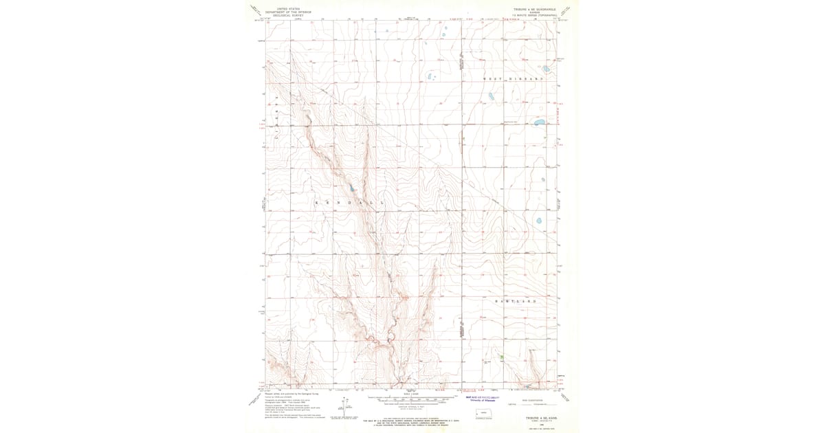 1966 Map of Tribune 4 SE, Hamilton County, KS — High-Res | Pastmaps