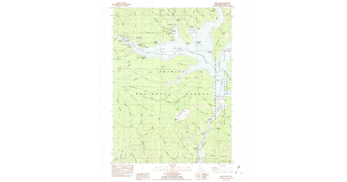 1982 Map of Trinity Dam, Trinity County, CA — High-Res | Pastmaps