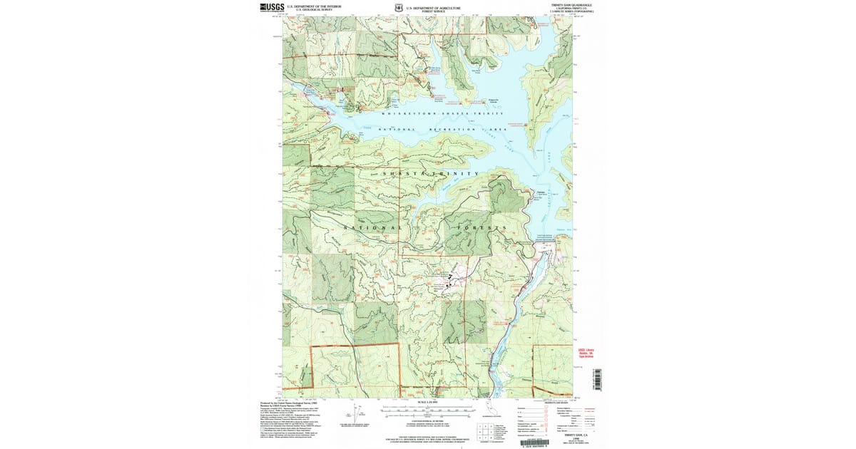 1998 Map of Trinity Dam, Trinity County, CA — High-Res | Pastmaps